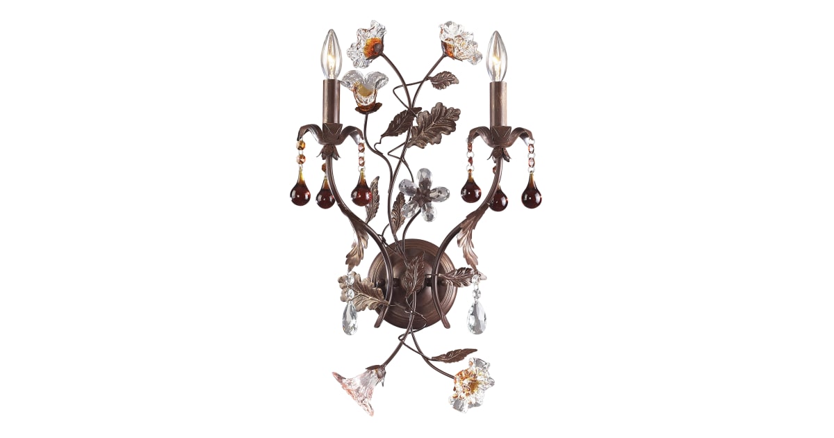 Elk Lighting 7043/2 Crystal Up Lighting Wall Sconce from the Cristallo ...