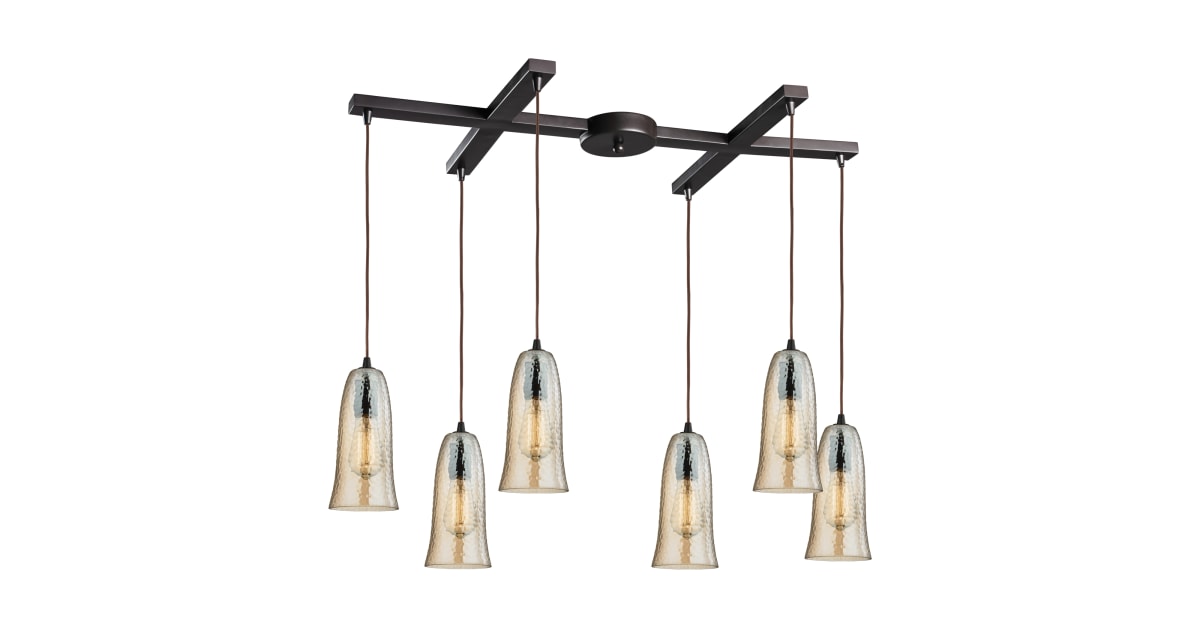 Elk Lighting 10431/6HAMP Hammered Glass 6 Light 33" Wide Multi Light ...