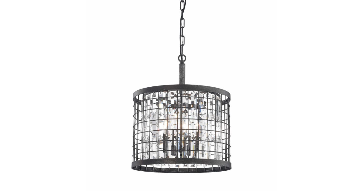 Elk Lighting 14342/4 4 Light 1 Tier Drum Chandelier with Crystal Shades ...