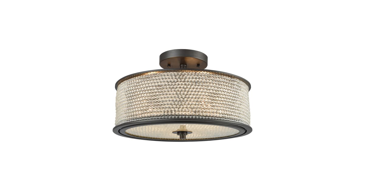 Elk Lighting 15970/3 Glass Beads 3 Light 16" Wide Semi Flush Drum ...