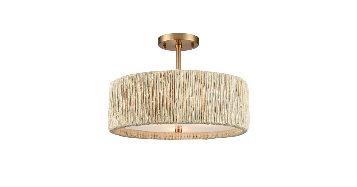 Elk Lighting 32469/3 Abaca 3 Light 17" Wide Semi-Flush Drum Ceiling ...