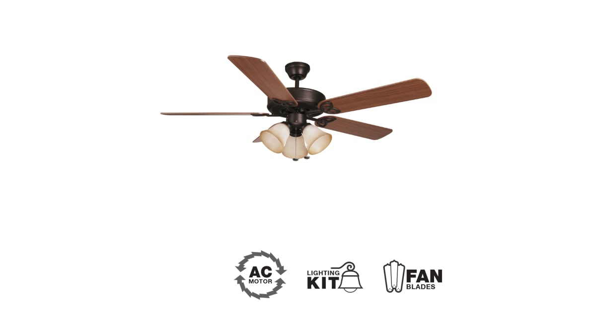 Ellington Fans BLD52ABZ5C3 Builder 52" 5 Blade Indoor Ceiling Fan ...