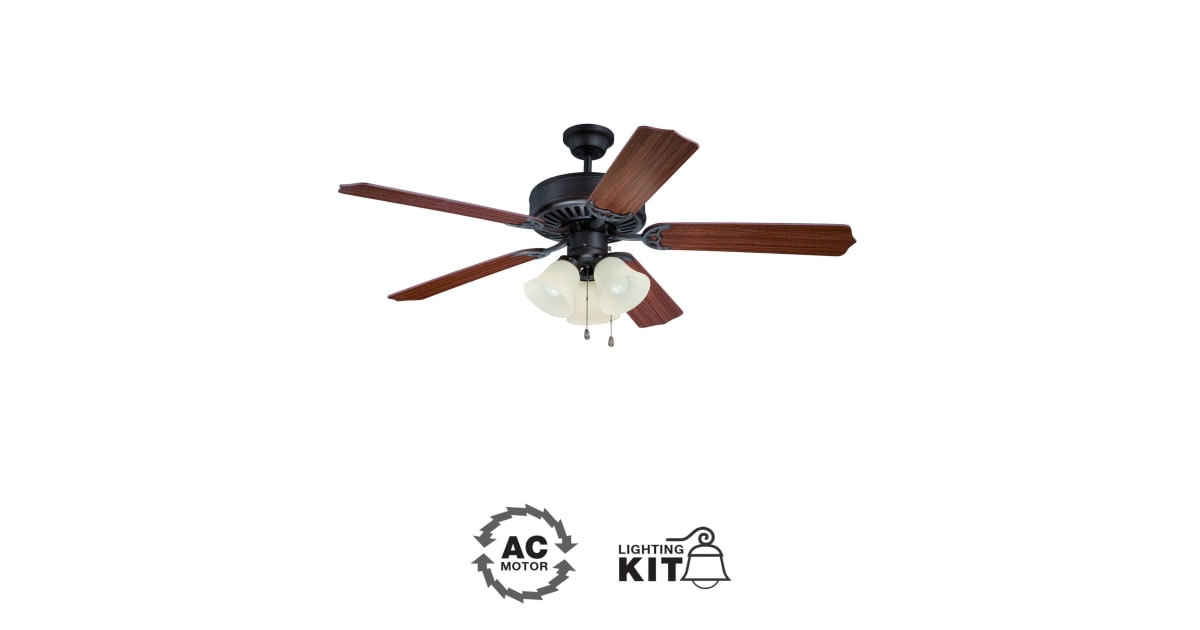 Ellington Fans E206ABZ Pro 52" 5 Blade Indoor Ceiling Fan - Light Kit ...