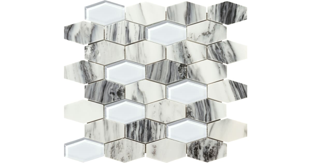 Emser Tile M05VICEWH1212MHW Vicenza - 12" x 12" Hexagon Geometric ...