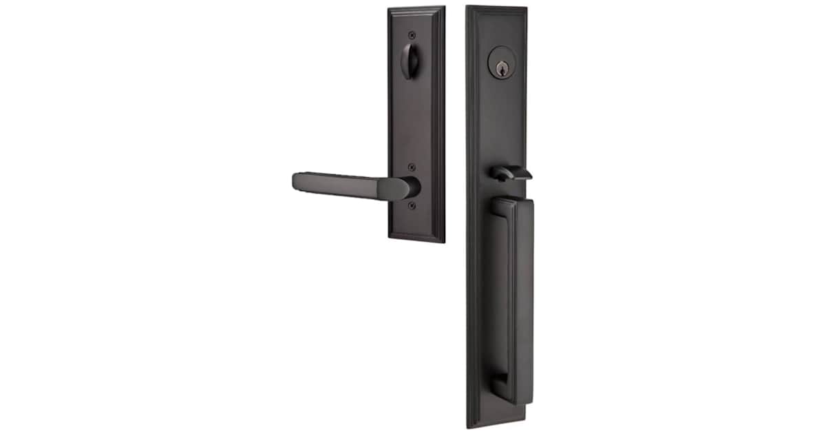 Emtek 4212MUS19RH Melrose Right Handed Full Plate Single Cylinder Keyed ...