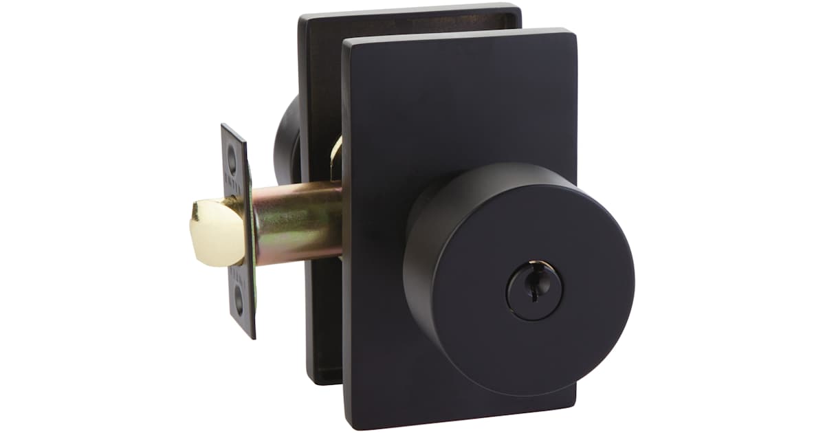 Emtek 5123ROUUS19 Round Knobset Single Cylinder Keyed Entry Door Knob Set with Modern ...