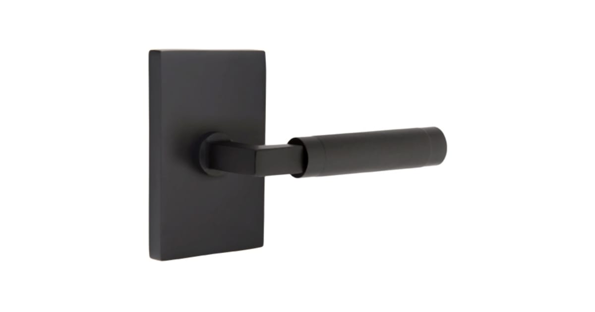 Emtek C5212US19.LSUS19.KNUS19 Knurled L-Square Privacy Door Lever Set ...