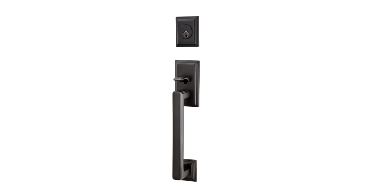 Emtek 4213US19 Hamden Single Cylinder Keyed Entry Handle Set from the ...
