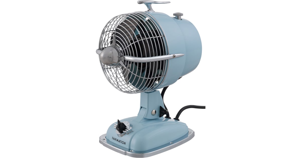 Fanimation FP7958BB 12" Tall 3 Blade Retro Oscillating Table Fan ...