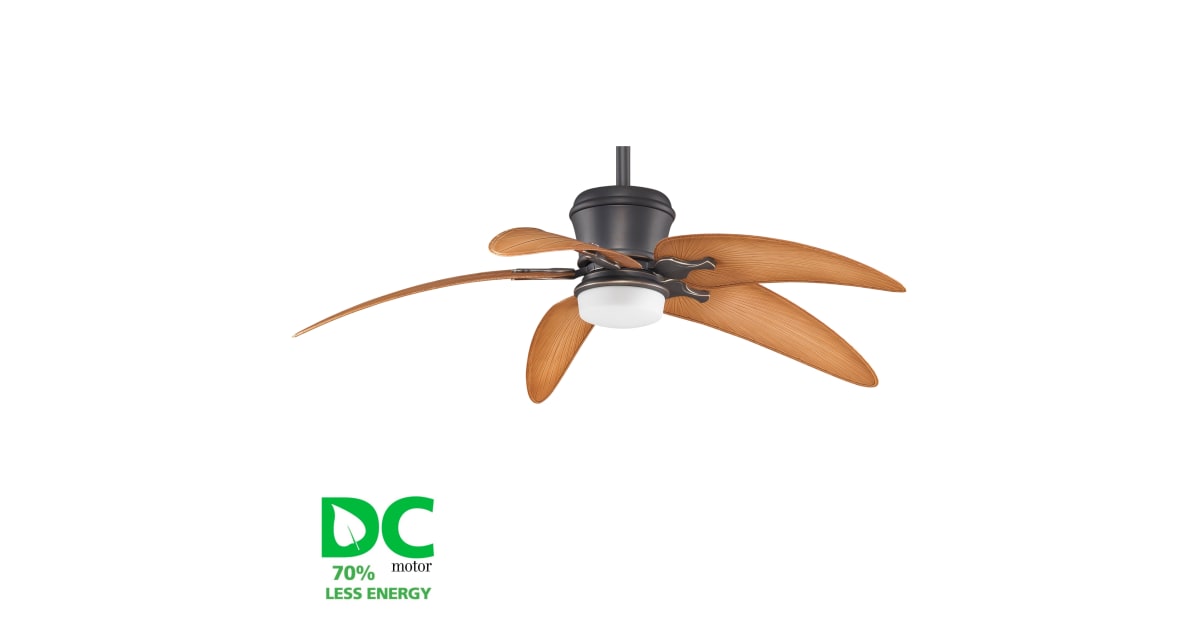 Fanimation Sandella 60" 5 Blade DC Ceiling Fan - Natural Palm Blades ...