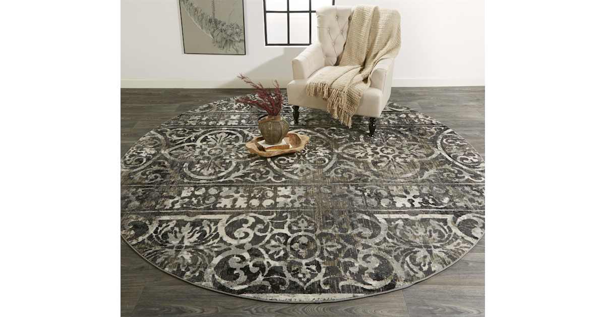 Feizy FZRG15573CHAIV Glyph 8-3/4' x 8-3/4' Cotton and Jute Abstract and ...