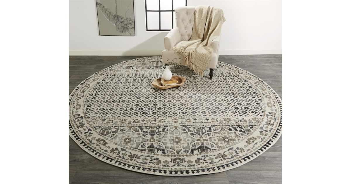 Feizy FZRG57297GYIV Impressions 8-3/4' x 8-3/4' Cotton and Jute ...