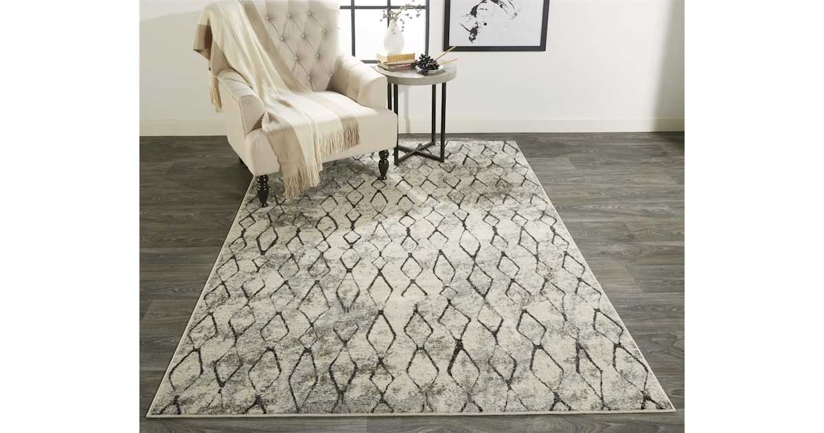 Feizy FZRG59413SCH Chain 2-1/4' x 3' Cotton and Jute Farmhouse Trellis ...