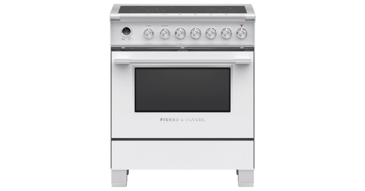 Fisher and Paykel OR30SCI6W1 30" 4 Zone Self Cleaning Induction Range ...