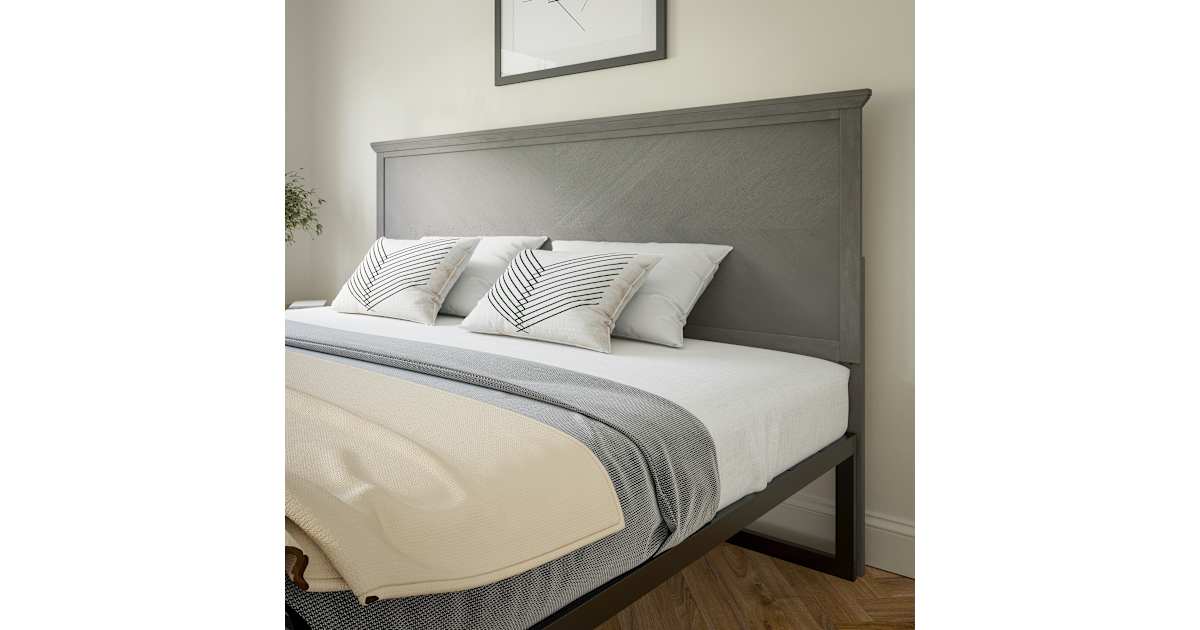 Flash Furniture FFIF95058GYW Dion King Rubberwood Pattern Headboard ...