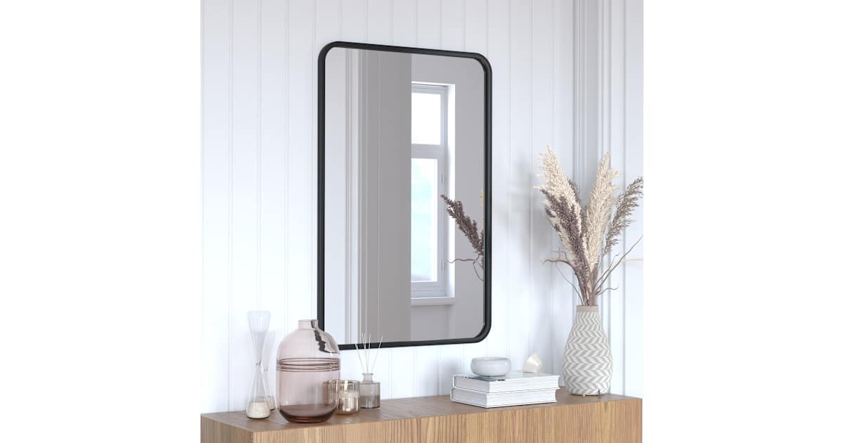 Flash Furniture FFMIR72857MBK Byzantium 24" W x 36" H Rectangular Metal ...