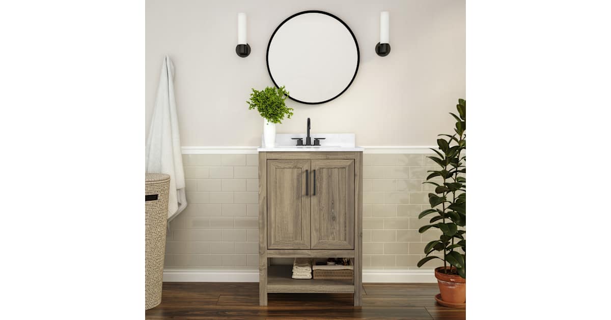 Flash Furniture FFVS71985BRWH Pinnacle 24" Free Standing Single Basin ...