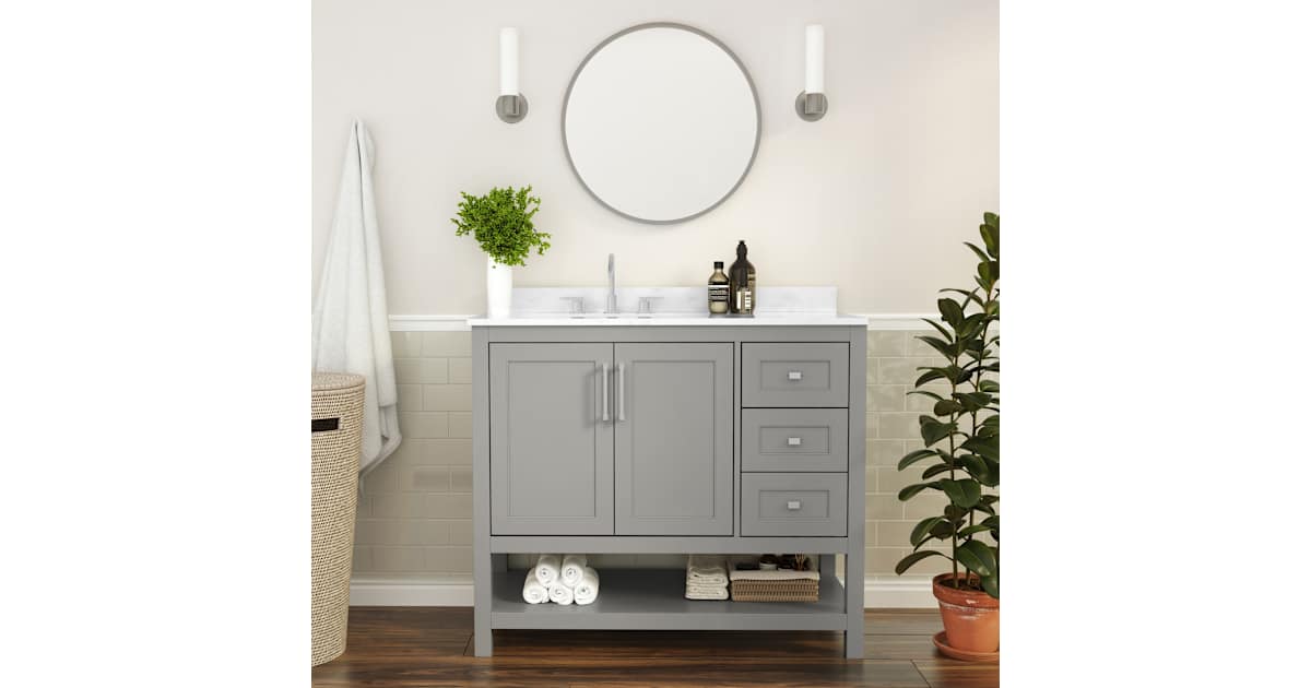 Flash Furniture FFVS88526GYWH Pinnacle 42" Free Standing Single Basin ...