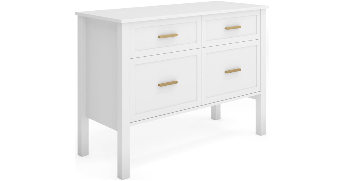 Flash Furniture ZG-ZP-13-WH-GLD-MS Hutton 39" Wide 4 Drawer Engineered ...
