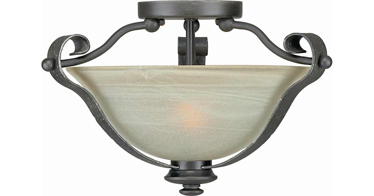 Forte Lighting 2228-02-11 Wrought Iron Semi-Flush Ceiling Fixture ...
