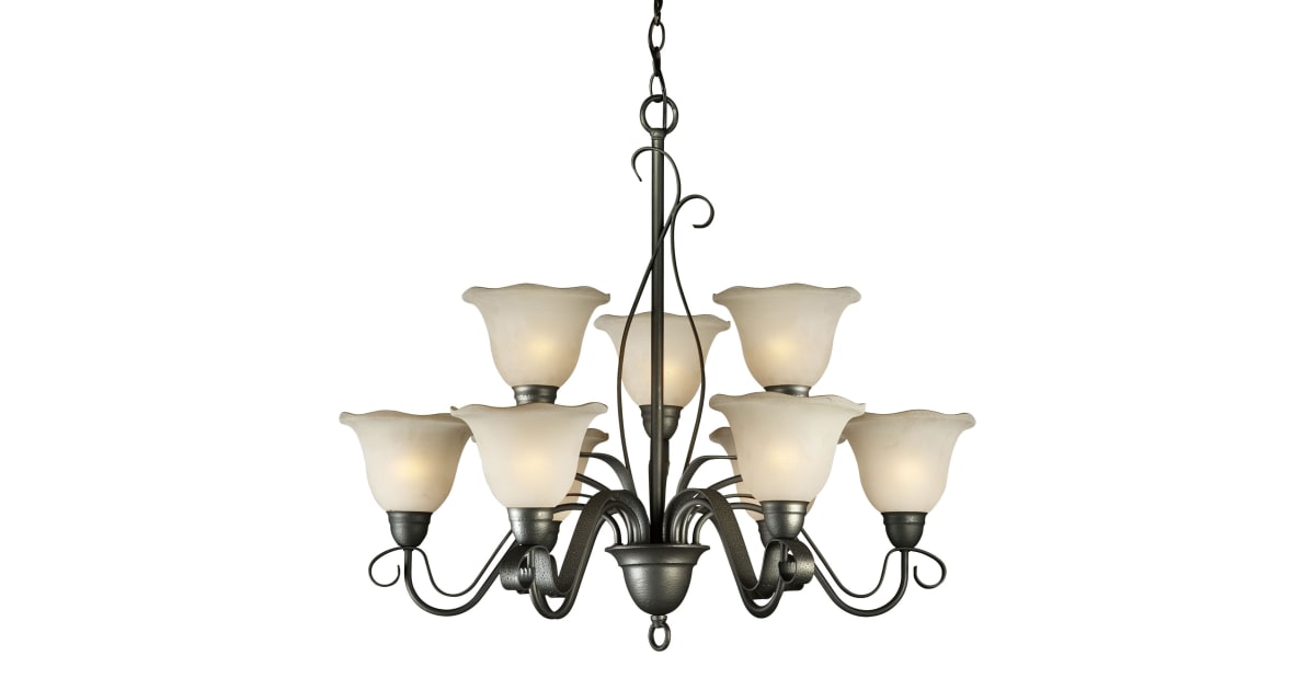 Forte Lighting 2343-09-11 9 Light 32" Wide Chandelier with Shaded Umber ...