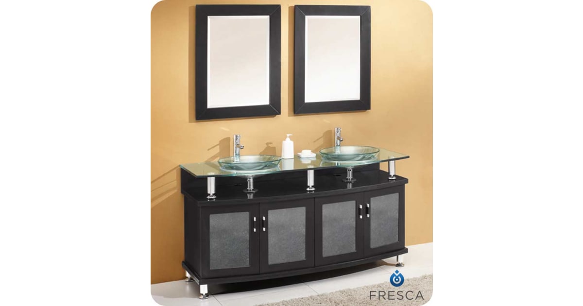 Fresca FVN3310ES Contento 59" Wood and Ceramic Double Sink Vanity With ...