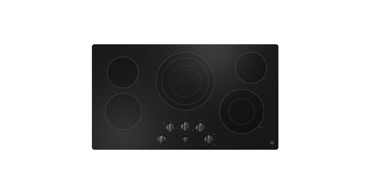 GE JEP5036DTBB 36 Inch Wide 5 Burner Electric Cooktop with Power Boil ...