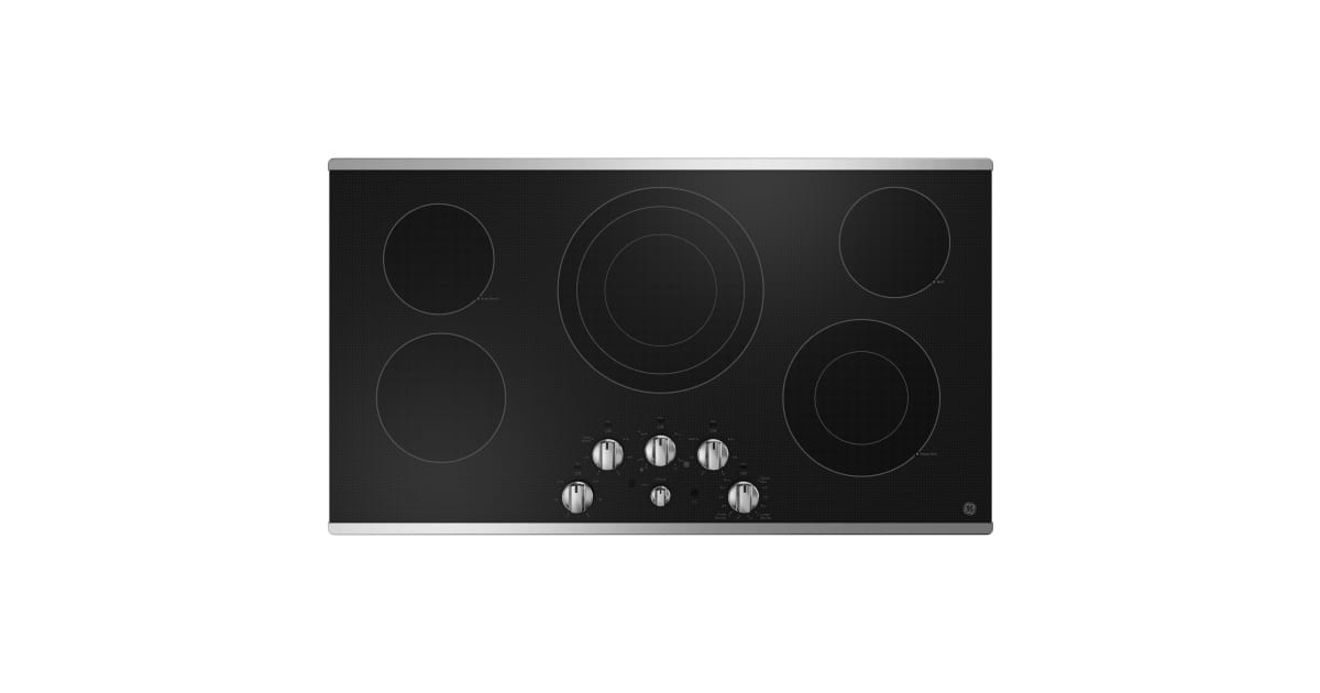 GE JEP5036STSS 36 Inch Wide 5 Burner Electric Cooktop with Power Boil ...