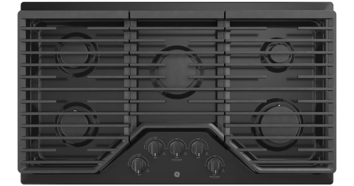 GE JGP5036DLBB 36 Inch Wide 5 Burner Natural Gas Cooktop with 15,000 ...