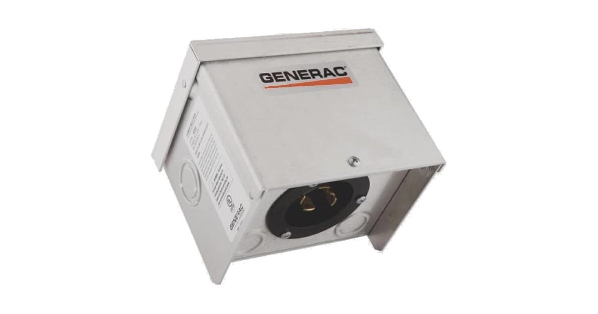 Generac 6343 30-Amp (4-Prong 125 / 250V) Raintight Aluminum Power Inlet ...