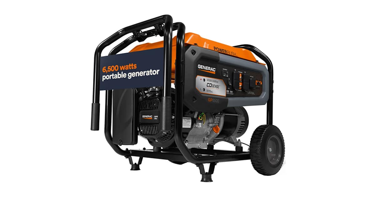 Generac 7672 GP Series 6,500 Watt (120 / 240V) Recoil Start Gasoline ...
