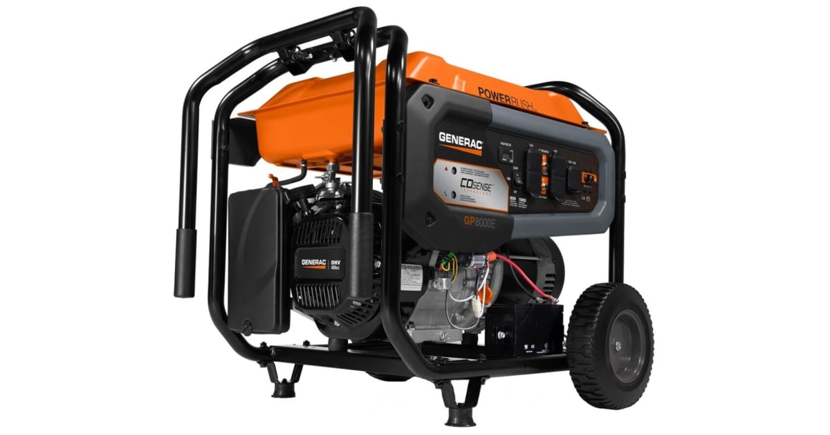 Generac 7715 GP Series 8,000-Watt (120 / 240V) Electric Button / Recoil ...