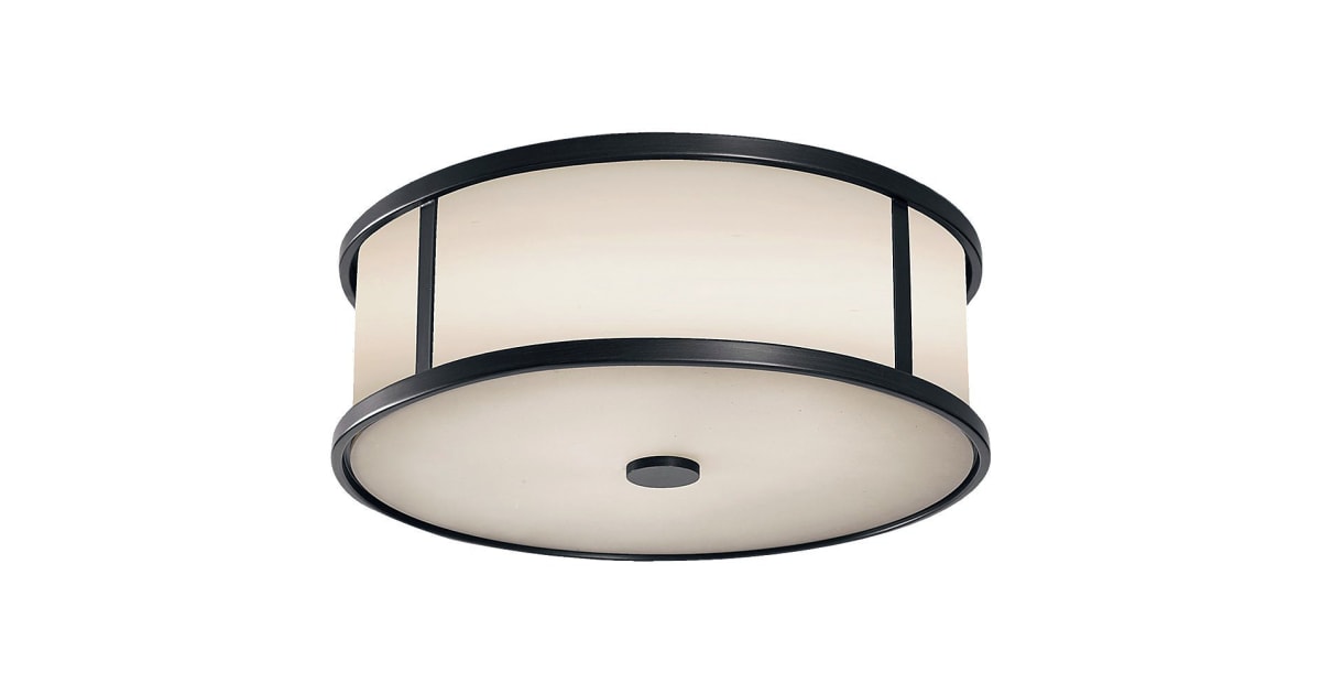 Generation Lighting OL7613ES Dakota 3 Light 14" Wide Flush Mount Drum Outdoor Ceiling Fixture ...