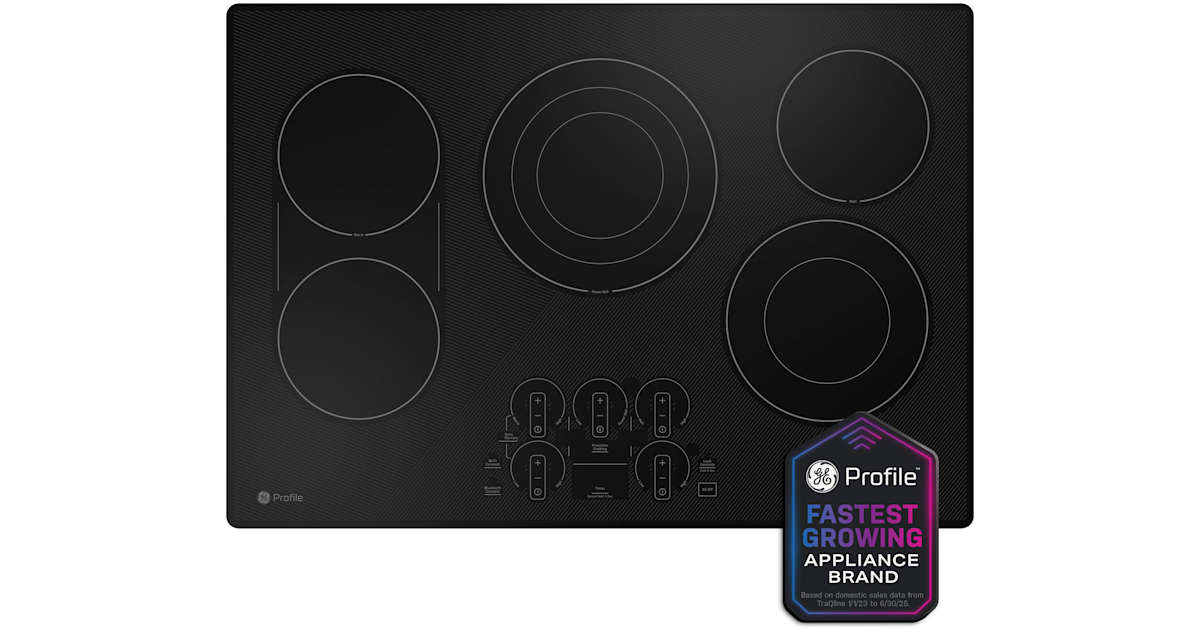 GE Profile PEP9030DTBB 30 Inch Wide 5 Burner Electric Cooktop with Chef ...