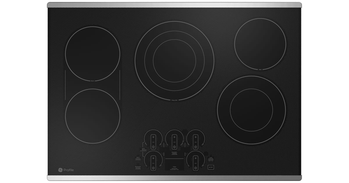 GE Profile PEP9030STSS 30 Inch Wide 5 Burner Electric Cooktop with Trim ...