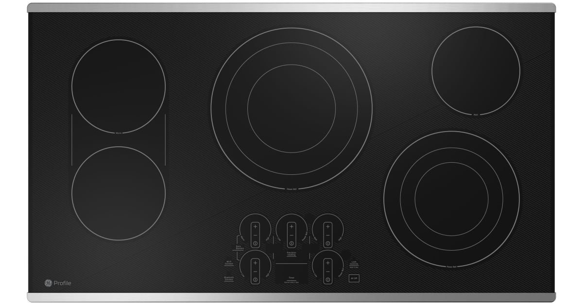 GE Profile PEP9036STSS 36 Inch Wide 5 Burner Electric Cooktop with Trim ...