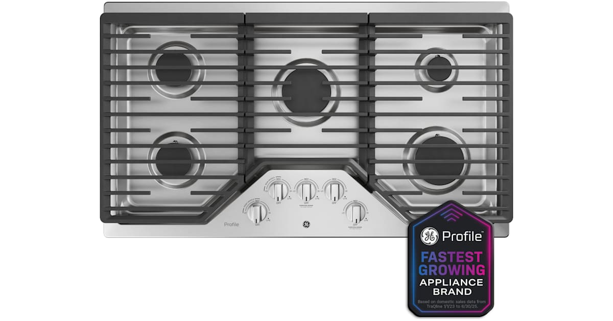 GE Profile PGP7036SLSS 36" Built-In Gas Cooktop with 18,000 BTU Power ...