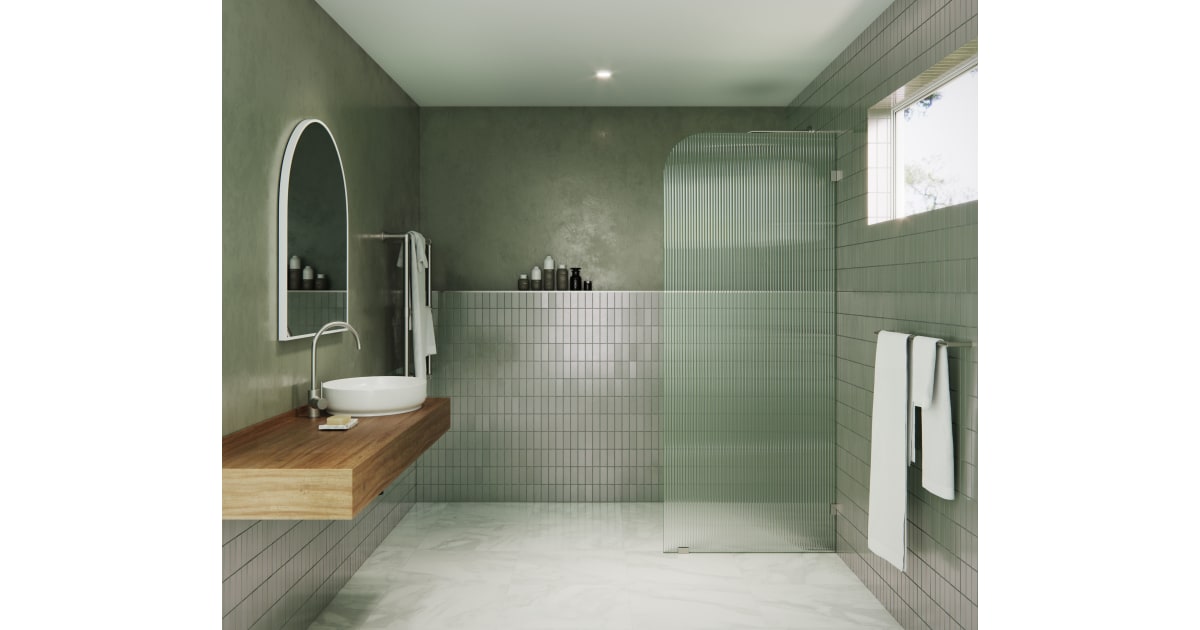 Glass Warehouse FL-RAD-32-R-BN Aurora 78" High x 32" Wide Shower Screen ...