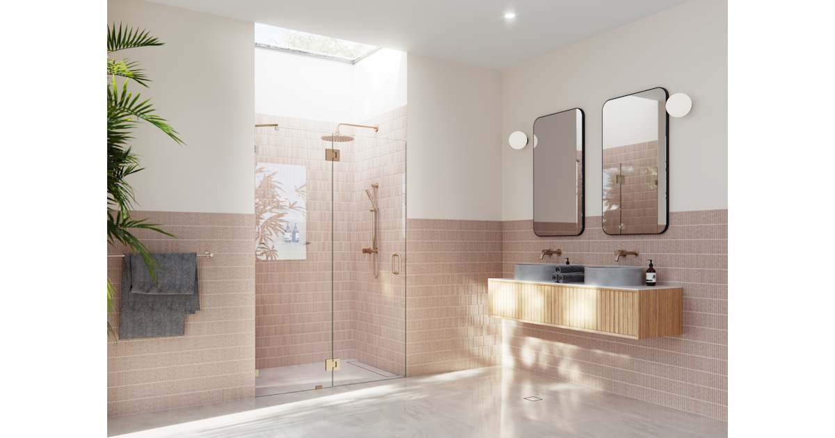 Glass Warehouse GW-GH-46-25-BB Halo 78" High x 46-1/4" Wide Hinged Frameless Shower Door with ...