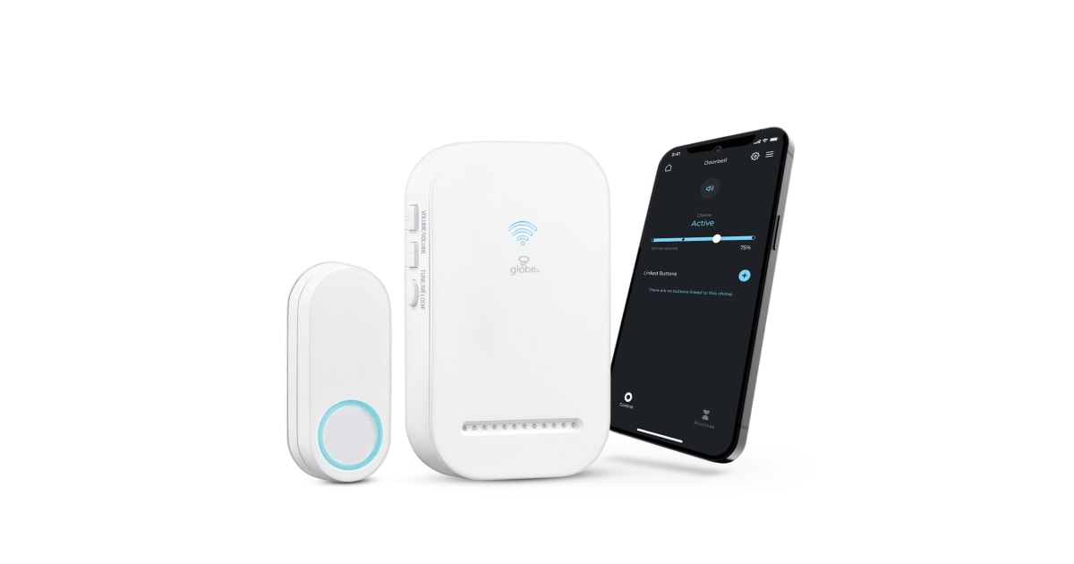 Globe Electric 91009233 Wi-Fi Smart Wireless Doorbell Chime Kit with ...