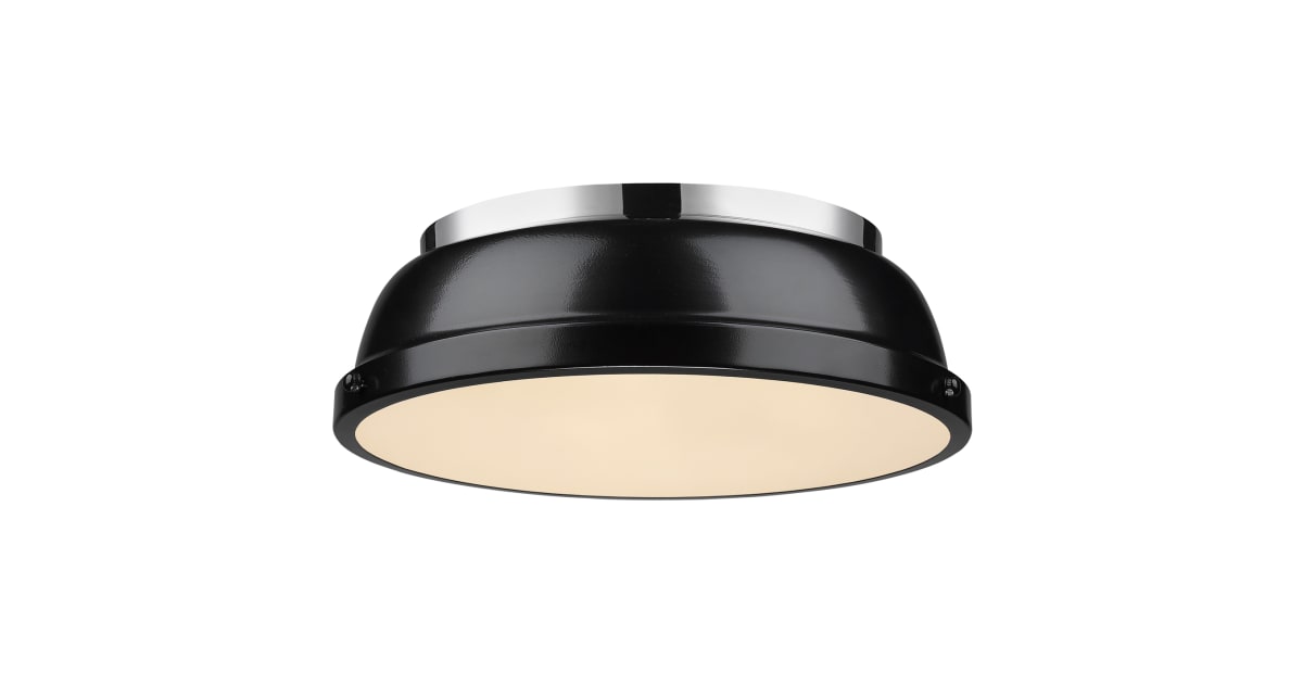 Golden Lighting 3602-14 CH-BK Duncan 2 Light 14" Wide Flush Mount ...
