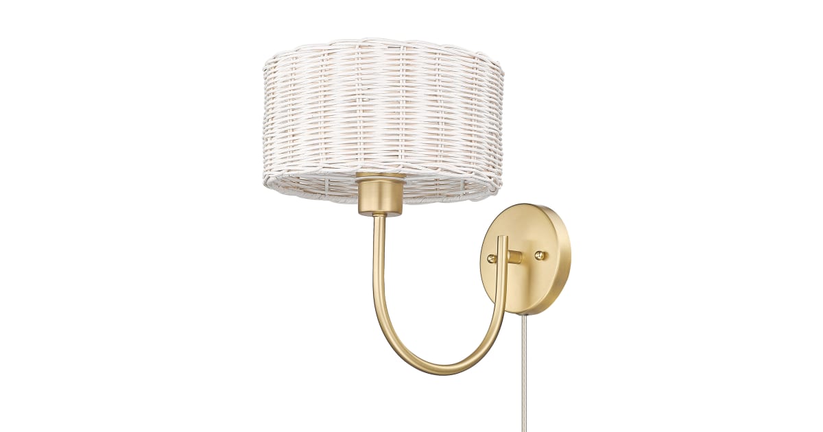 Golden Lighting 1084-1W BCB-WW Erma 12" Tall Hardwired or Plug-In Wall ...