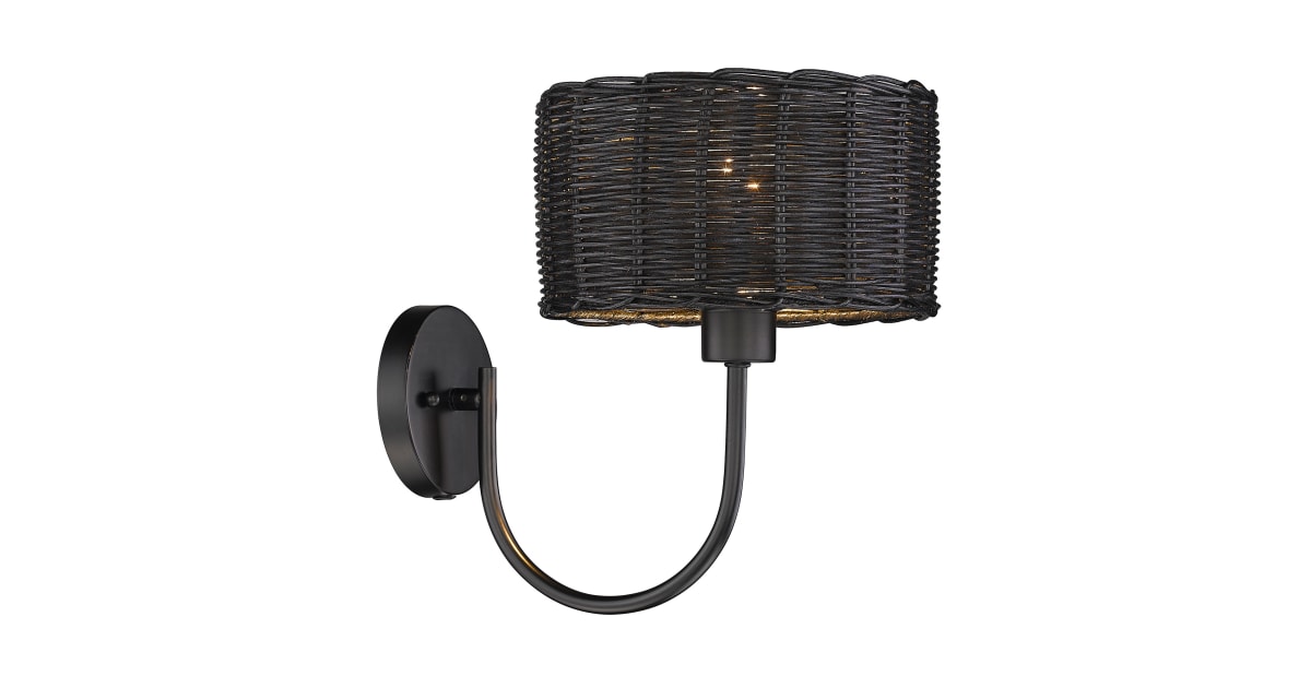 Golden Lighting 1084-1W BLK-BW Erma 12" Tall Wall Sconce with Black ...