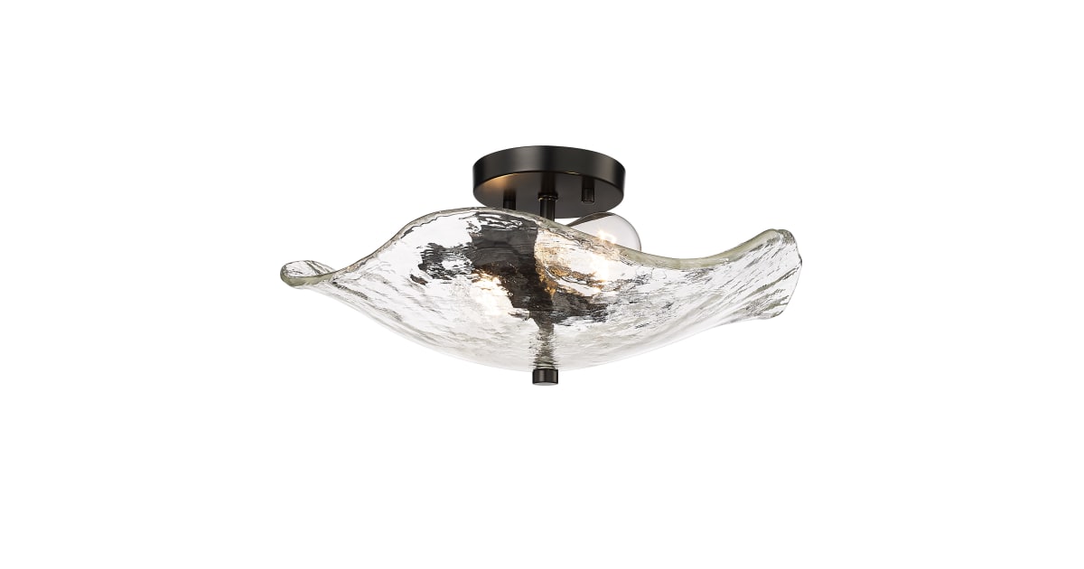 Golden Lighting 1140-SF BLK-HWG Samara 2 Light 15" Wide Semi-Flush ...