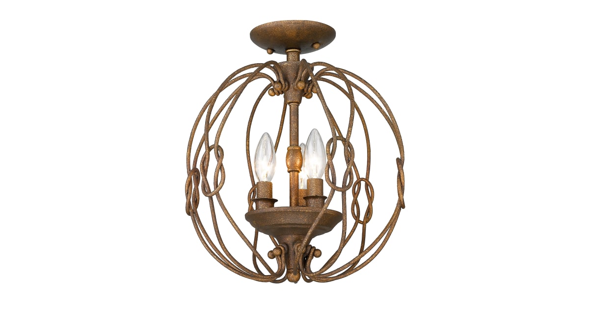 Golden Lighting 1349-SF BC Antoinette 3 Light 13" Wide Semi-Flush ...