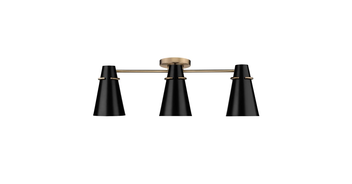 Golden Lighting 2122-3SF MBS-BLK Reeva 3 Light 29" Wide Semi-Flush ...