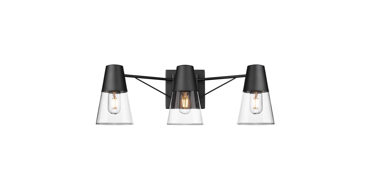 Golden Lighting 2124-BA3 BLK-CLR Ryker 3 Light 25" Wide Bathroom Vanity ...