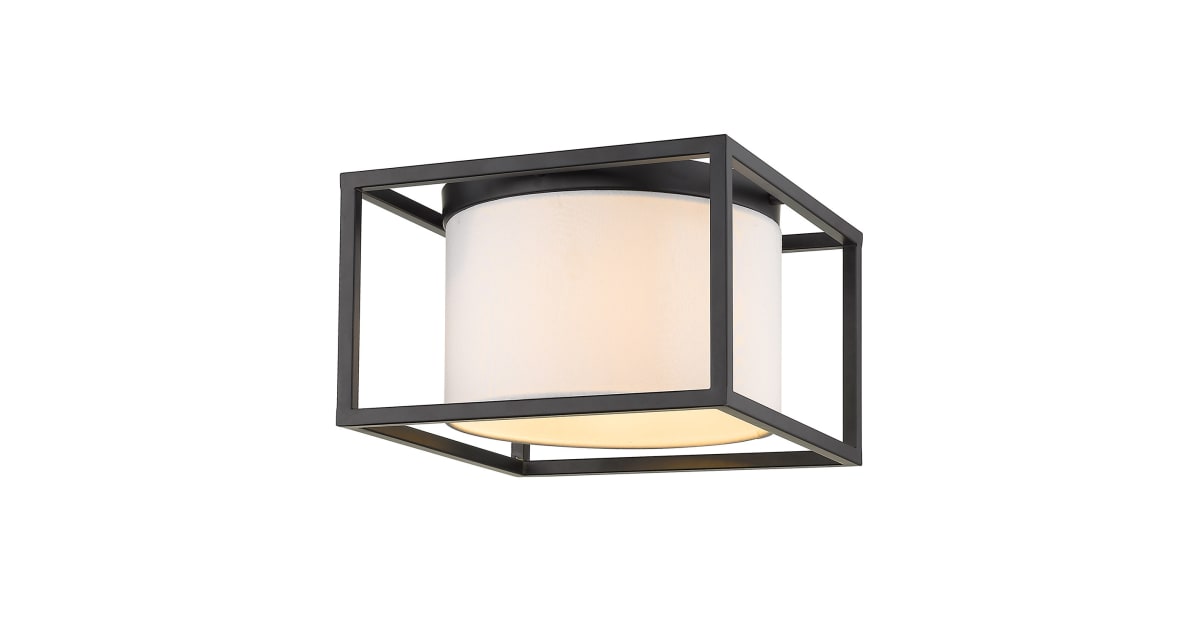 Golden Lighting 2243-FM BLK-MWS Manhattan 2 Light 12" Wide Flush Mount ...