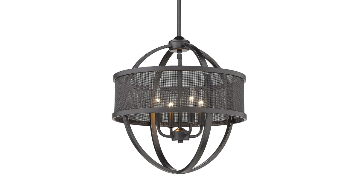 Golden Lighting 3167-4P BLK-BLK Colson 17" Wide Taper Candle Pendant ...