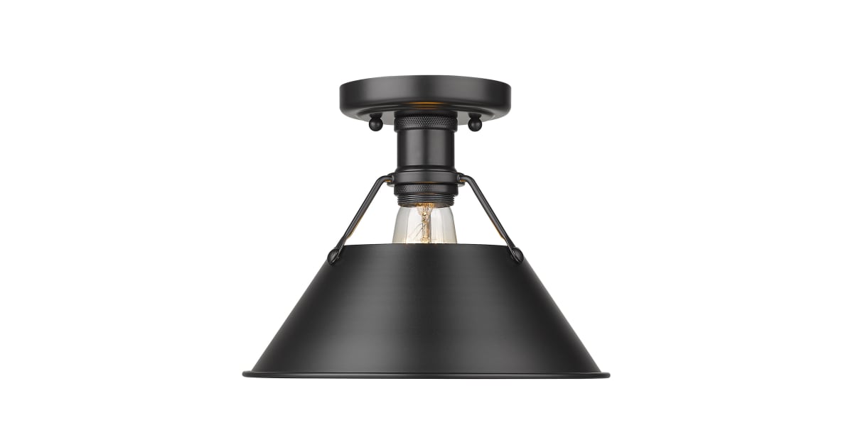 Golden Lighting 3306-FM BLK-BLK Orwell 10" Wide Semi-Flush Ceiling ...